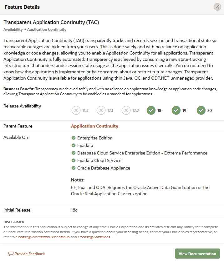 Transparent Application Continuity – oradbaro